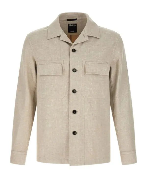 Zegna Long-sleeved Casual Jacket - Nude
