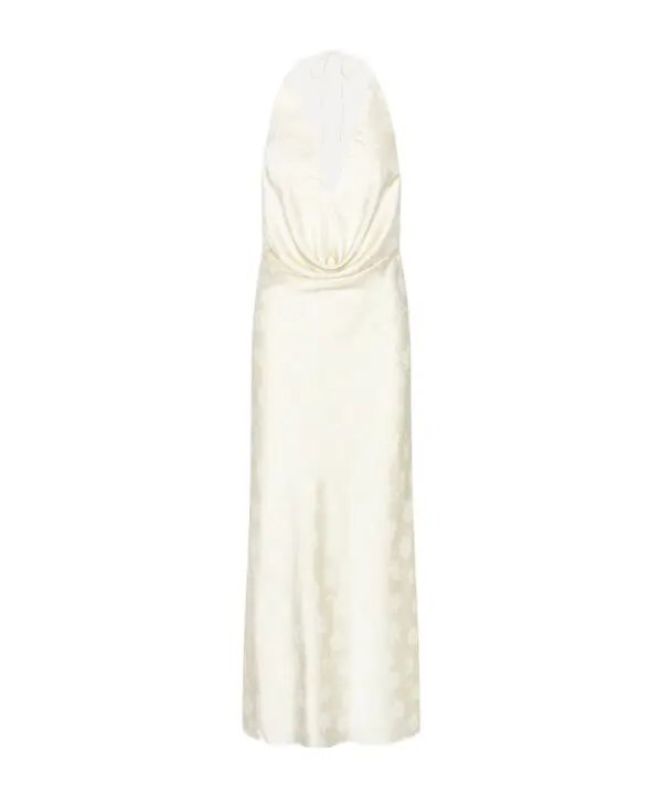 ROTATE BY BIRGER CHRISTENSEN Satin Halterneck Maxi Dress - White