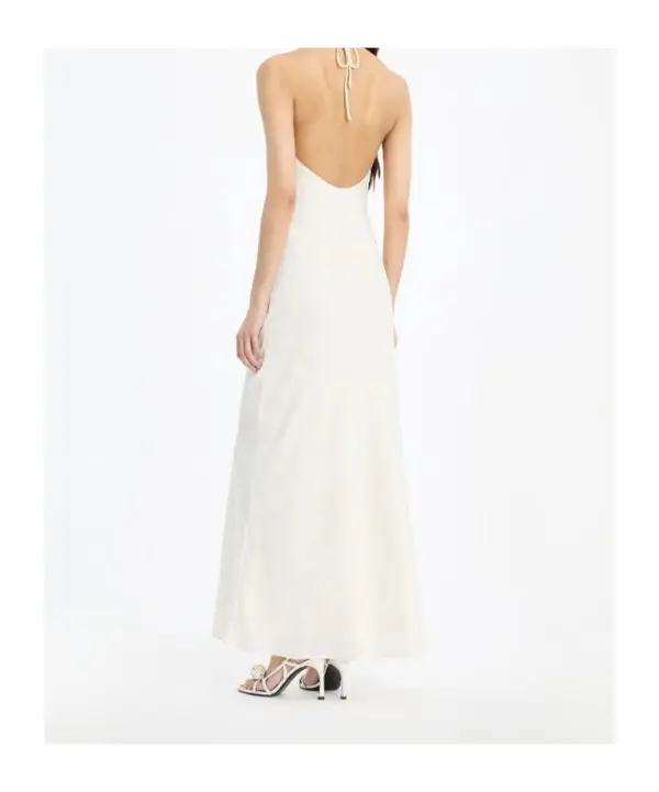 ROTATE BY BIRGER CHRISTENSEN Satin Halterneck Maxi Dress - White