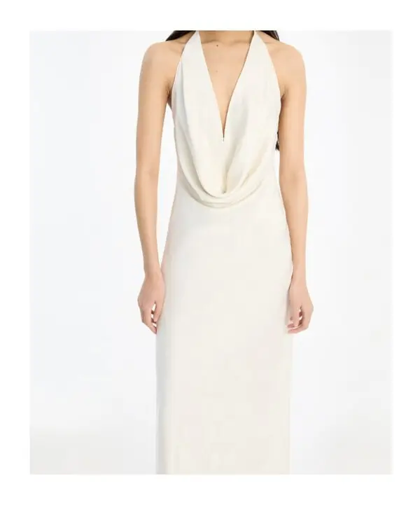ROTATE BY BIRGER CHRISTENSEN Satin Halterneck Maxi Dress - White
