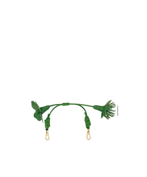 Longchamp Leather Shoulder Strap With Embellished Ends - Matcha