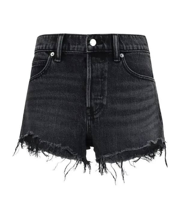 Alexander Wang Crystal Logo Denim Shorts - Black