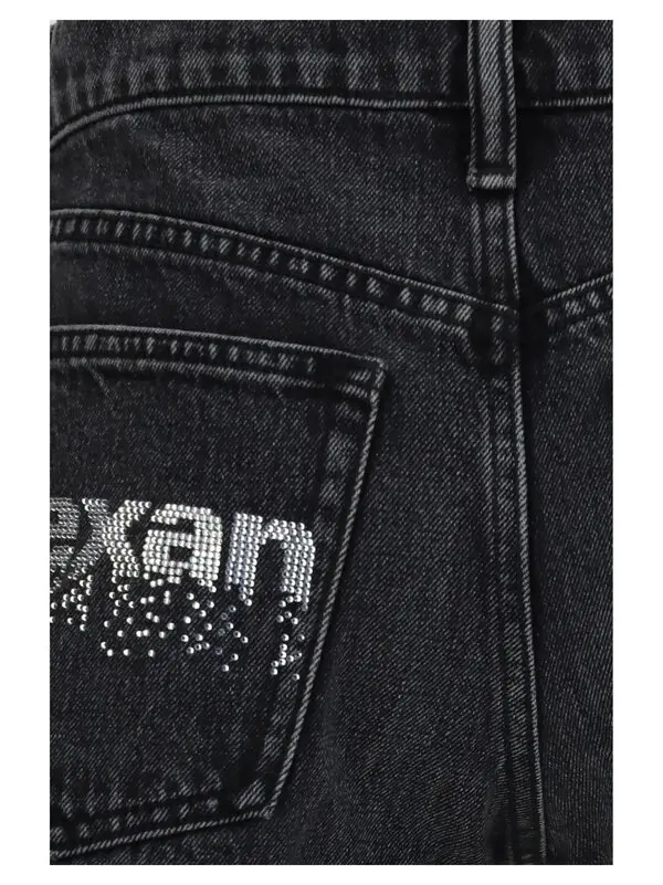 Alexander Wang Crystal Logo Denim Shorts