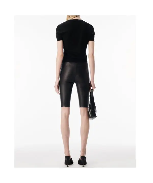 Alexander Wang Short Sleeve Knit Top With Crystal Logo