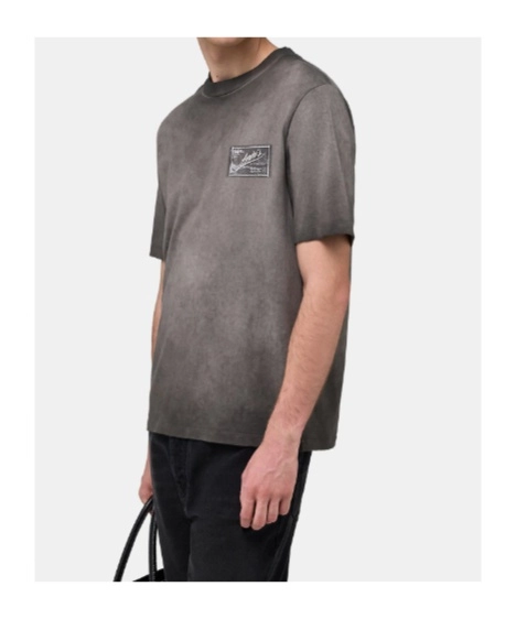 Amiri Faded Logo-patch Crewneck T-shirt - Gray