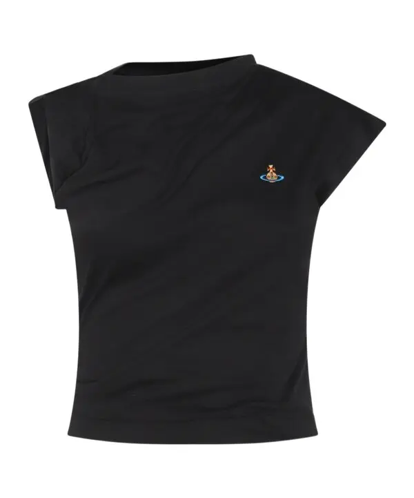 VIVIENNE WESTWOOD Cap Sleeve Top With Orb Logo - Black