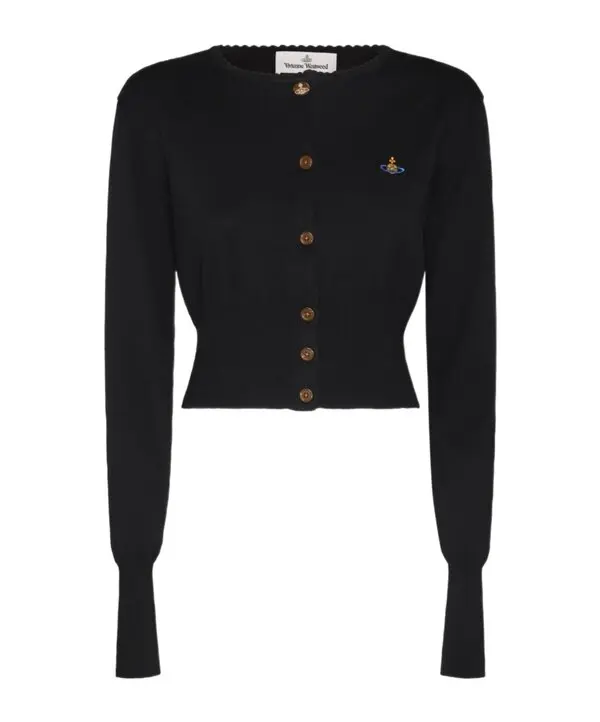 VIVIENNE WESTWOOD Orb Embroidered Knitted Cardigan - Black