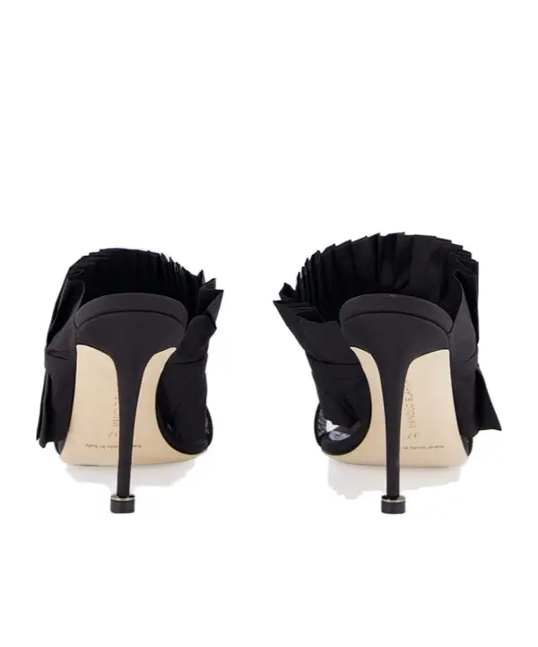 Manolo Blahnik Danteuil Pleated Jeweled Mules