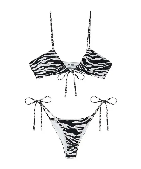 Attico Zebra Print Bikini Set - Black