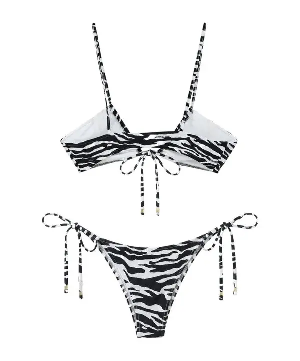 Attico Zebra Print Bikini Set - Black