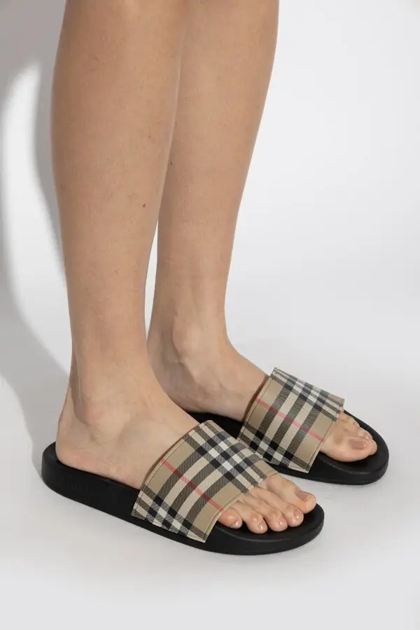 Burberry Checked Open Toe Slides