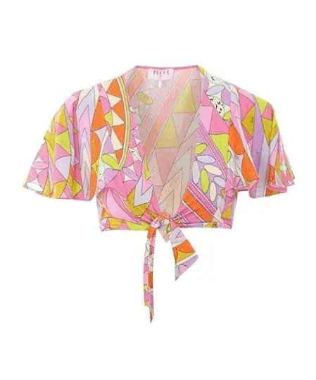 Emilio Pucci Printed Tie-front Cropped Top