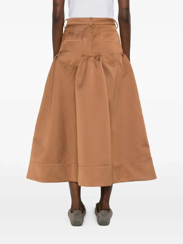 GANNI Gathered Yoke Skirt - Brown