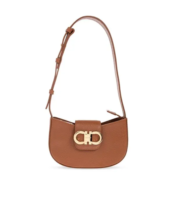 FERRAGAMO Double Gancini Mini Bag - Brown