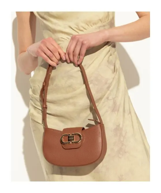 FERRAGAMO Double Gancini Mini Bag - Brown