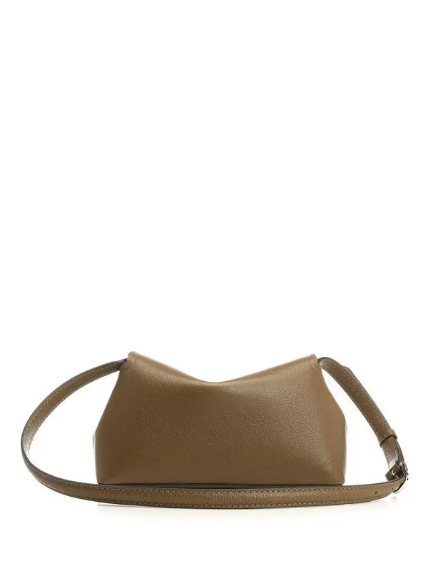 TOTEME T-lock Hammered Leather Clutch Bag - Brown