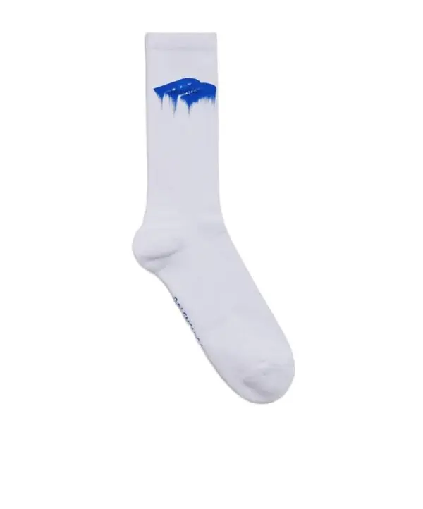 Balenciaga Logo Detailed Ribbed Socks - White/blue