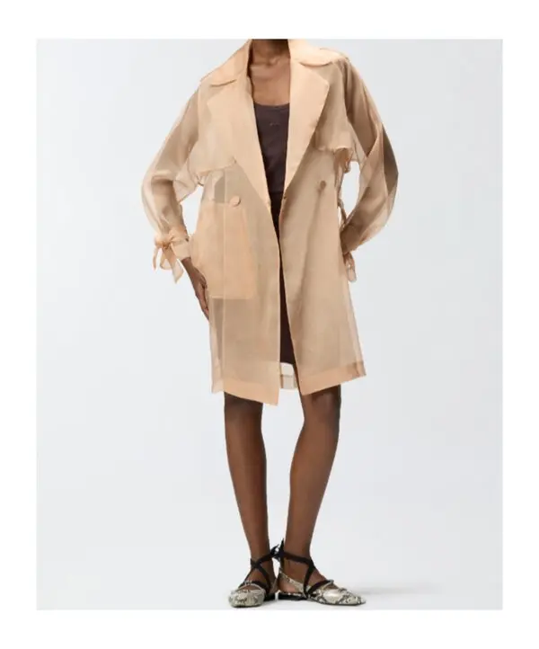 Pinko Coconut Belted Organza Trench Coat