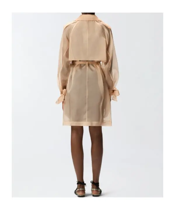 Pinko Coconut Belted Organza Trench Coat