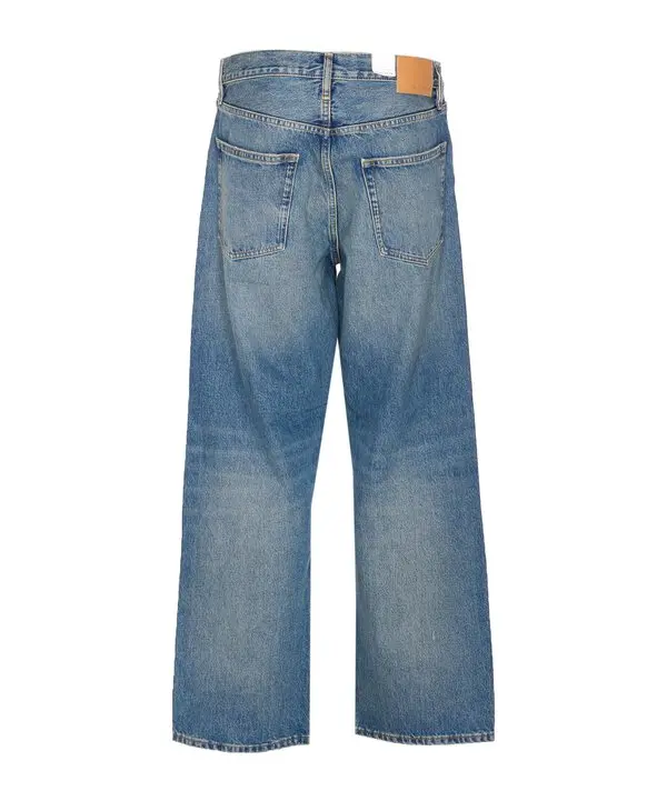 SUNFLOWER Belt Loop Loose Straight Leg Jeans - Blue