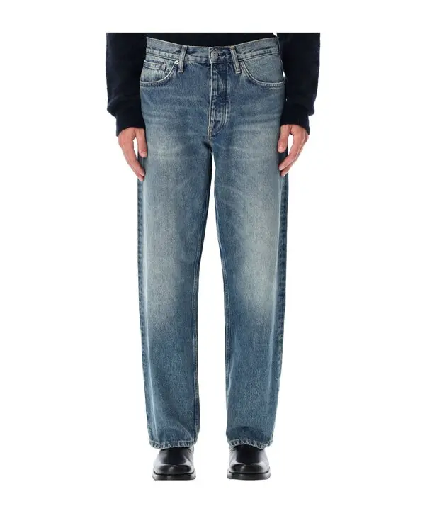 SUNFLOWER Belt Loop Loose Straight Leg Jeans - Blue