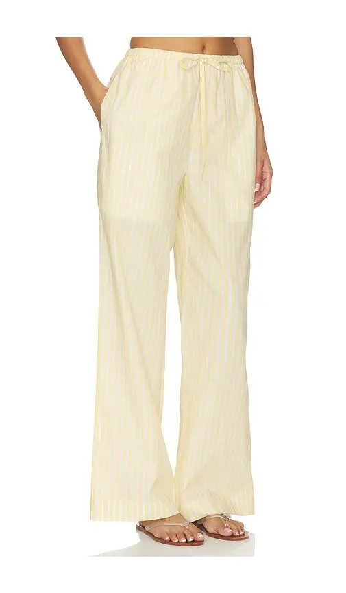 L'academie Micah Pant In Striped Poplin - Yellow