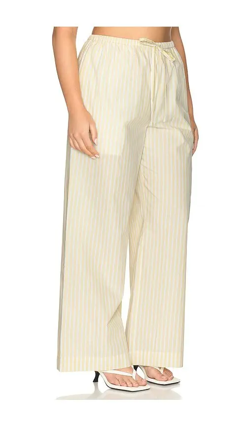 L'academie Micah Pant In Striped Poplin - Yellow
