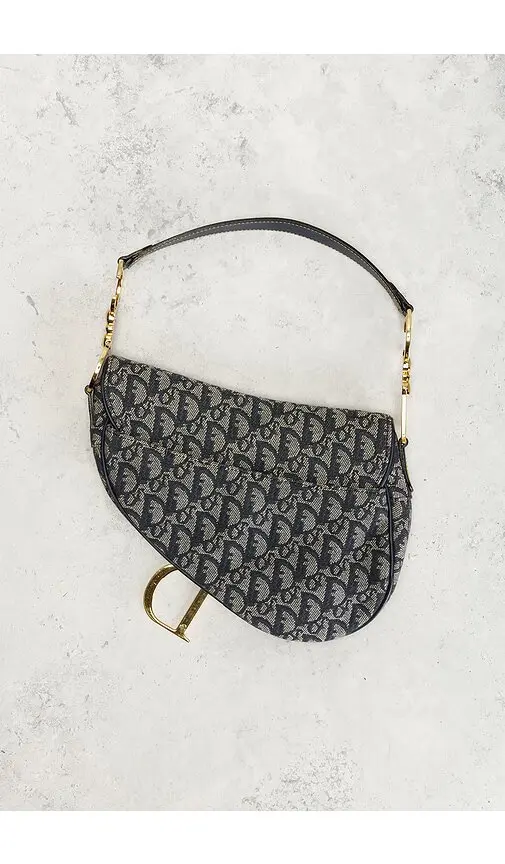 FWRD RENEW Dior Trotter Oblique Saddle Bag - Blue