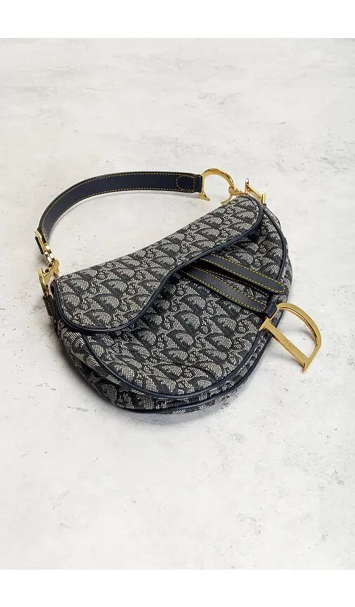 FWRD RENEW Dior Trotter Oblique Saddle Bag - Blue