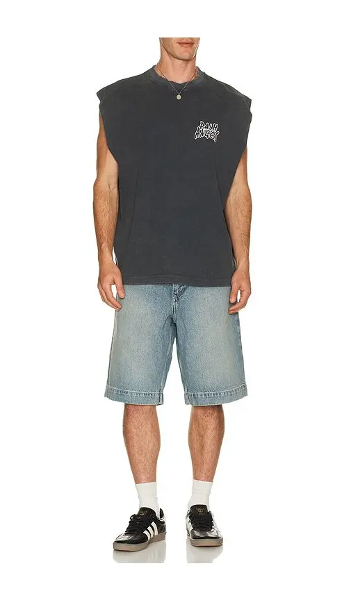 Palm Angels Palm Leaf Distressed Tank In . Also - Black