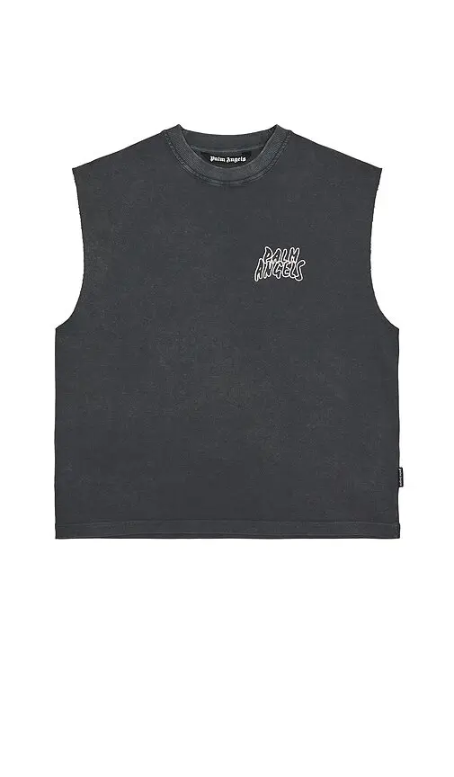 Palm Angels Palm Leaf Distressed Tank In . Also - Black