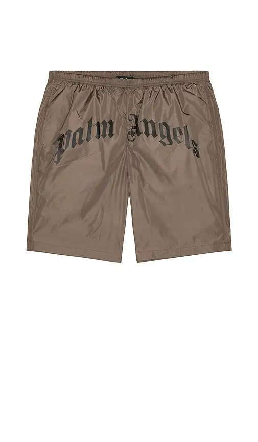 Palm Angels Curved Logo Swim Shorts - Brown