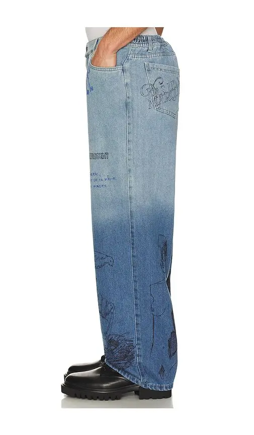 PAS UNE MARQUE Sketch Print Denim Pants