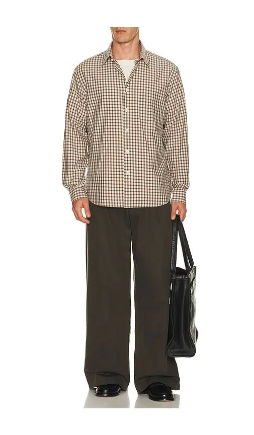 Theory Park Check Weekend Shirt In . Also - Brown
