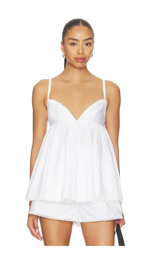 L'academie Lillie Poplin Top - White