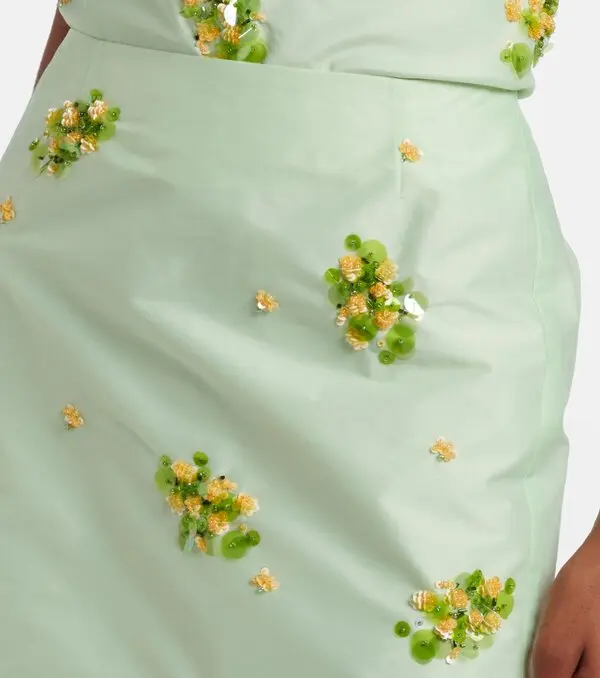 SHUSHU/TONG Sequined Midi Skirt In Mint
