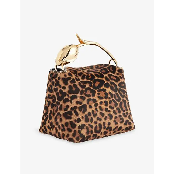 Erdem Mini Bloom Print Pony Hair-leather Top-handle Bag - Leopard