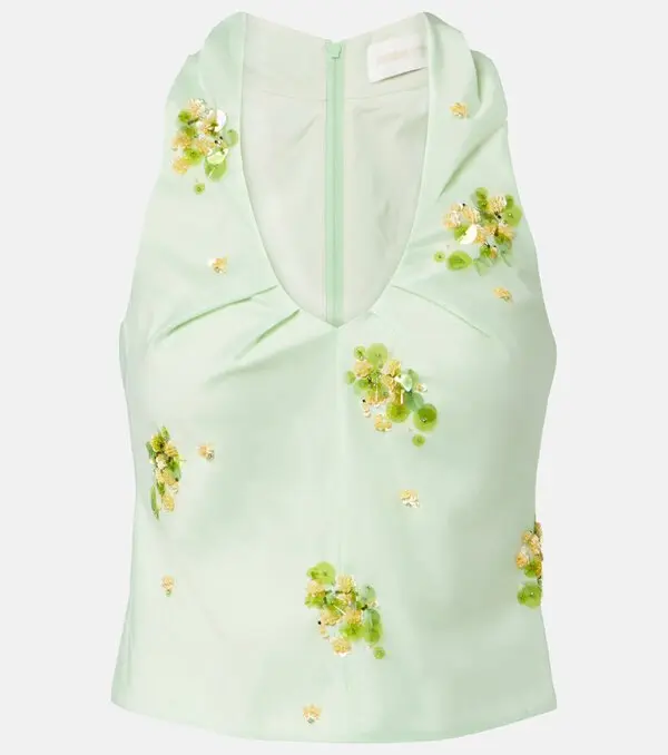 SHUSHU/TONG Sequin Embellished Top - Green