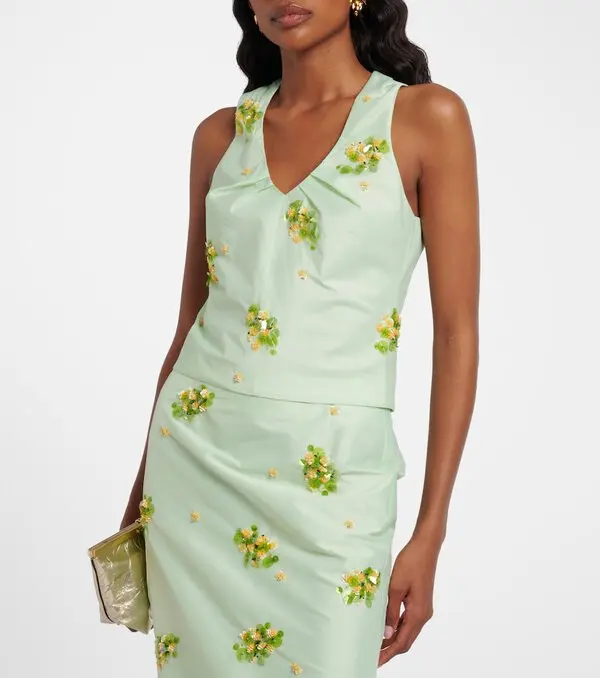 SHUSHU/TONG Sequin Embellished Top - Green