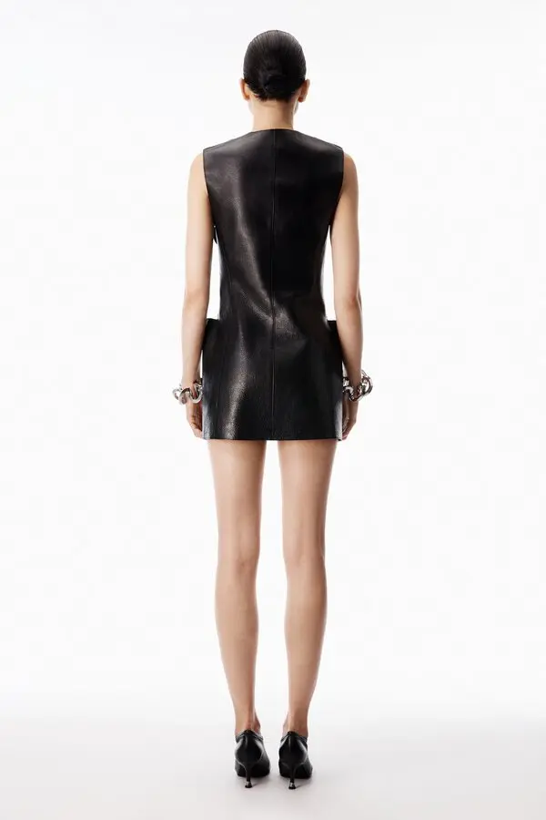 Alexander Wang Slashed Leather Mini Dress