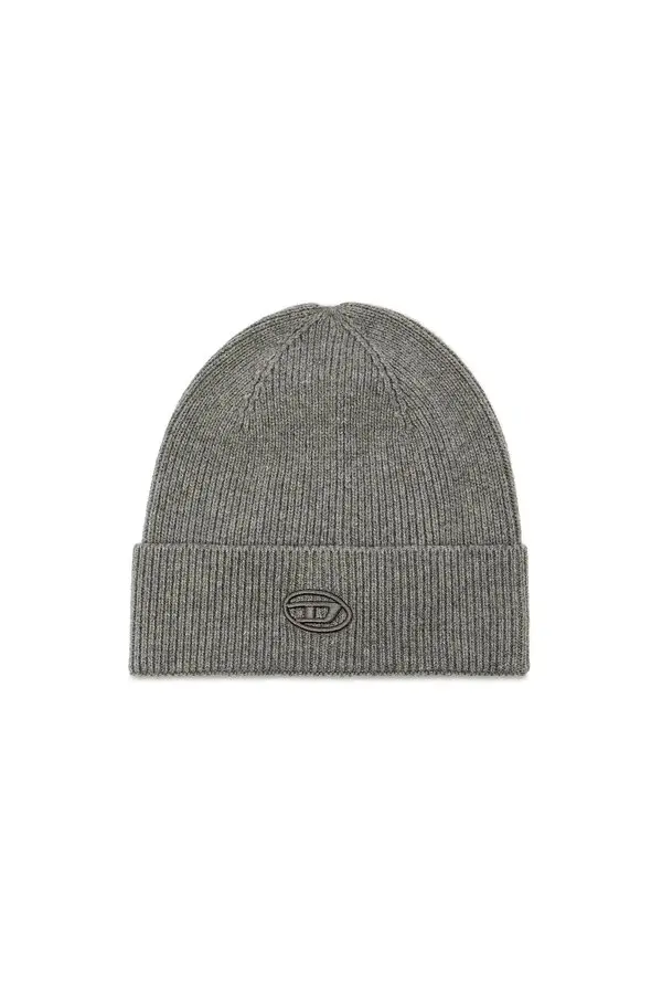 DIESEL® Ribbed Wool-blend Beanie With Embroidered Logo - Grey