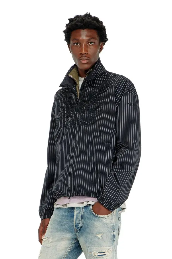 DIESEL® Pinstripe Jacket With Phoenix Embroidery