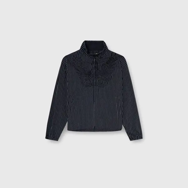 DIESEL® Pinstripe Jacket With Phoenix Embroidery - Black