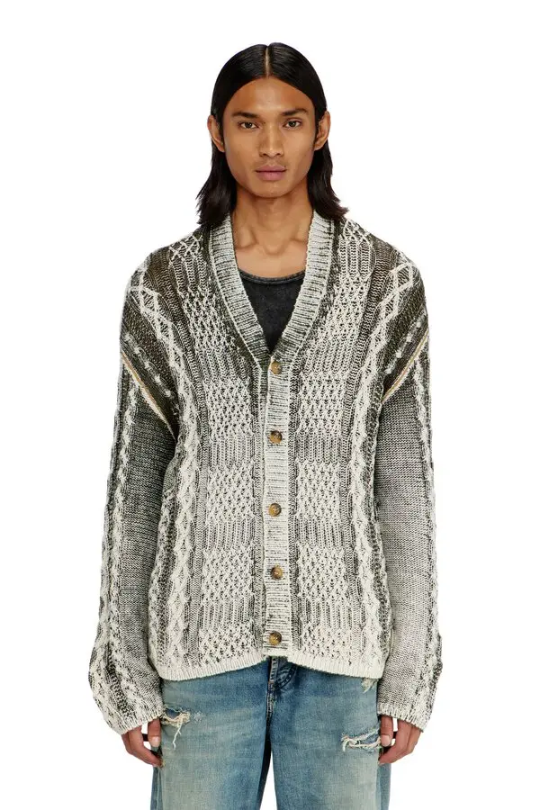 DIESEL® Treated Cable-knit Cardigan