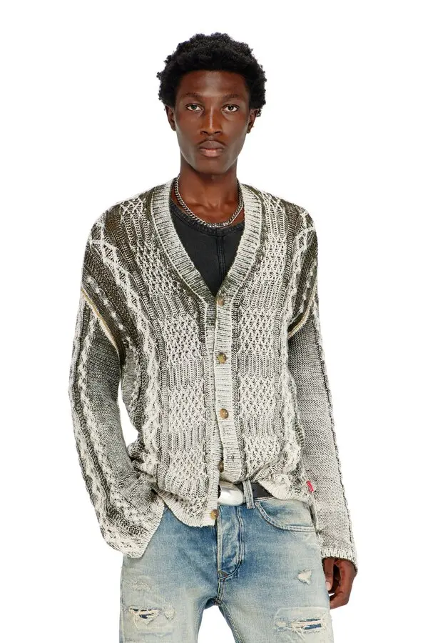 DIESEL® Treated Cable-knit Cardigan - Multicolor