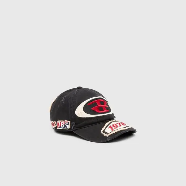 DIESEL® Baseball Cap With Embroidered Patches - Black