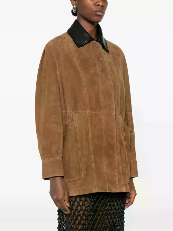 Nour Hammour Grange Suede Jacket - Brown