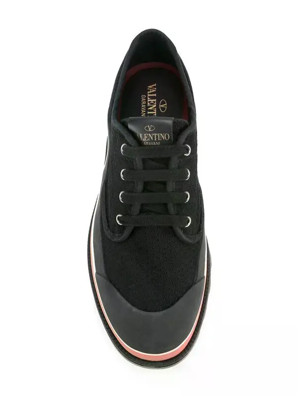 Valentino Garavani Perforated Canvas Lace-up Sneakers