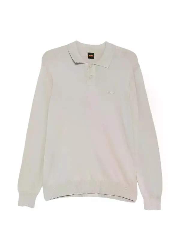 BOSS Logo-embroidered Polo-collar Sweater