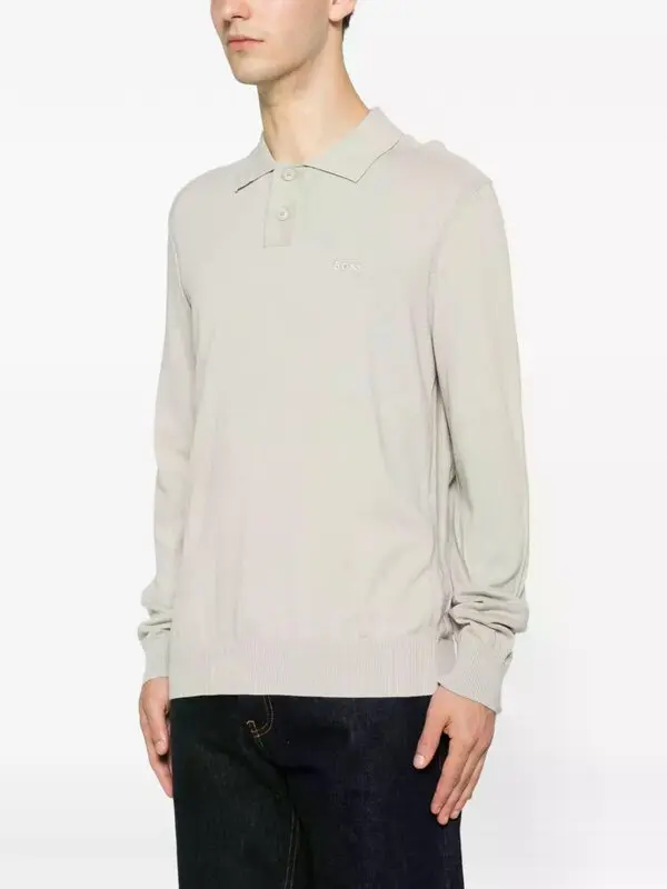 BOSS Logo-embroidered Polo-collar Sweater